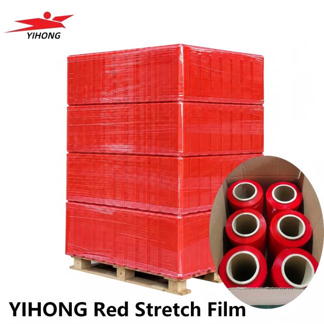 Red stretch film for pallets packaging