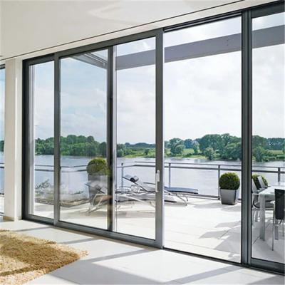 중국 첨단 파노라마 듀플 글래스 및 숨겨진 셰이 디자인으로 알루미늄 슬라이딩 도어 판매용