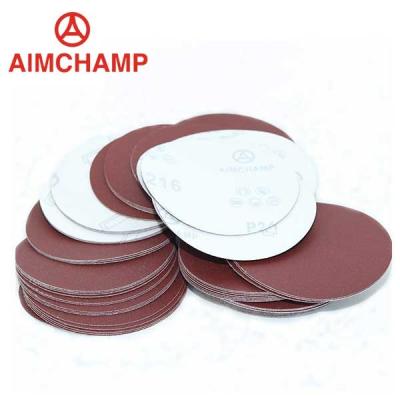 China Red Round Sanding Disc 5 Inch 125mm Aluminum Oxide Sand Paper 6 inch 150mm for sale