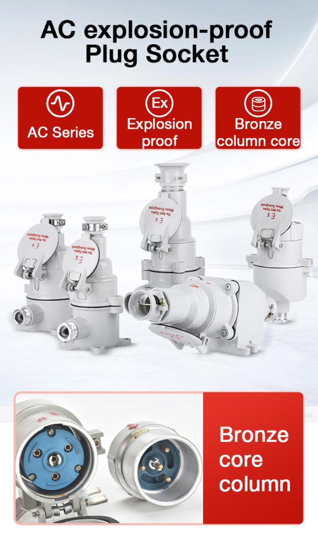 Front view of ATEX explosion-proof socket showing connection points