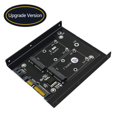 Cina SSD di MSATA doppio da raddoppiarsi carta dell'adattatore del convertitore SATA3 con il sostegno a 3,5 pollici di HDD in vendita