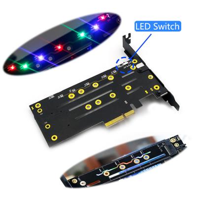 Cina Adattatore doppio di M.2 PCIE per SATA o SSD di PCIE NVMe con il dissipatore di calore ed il LED gialli in vendita