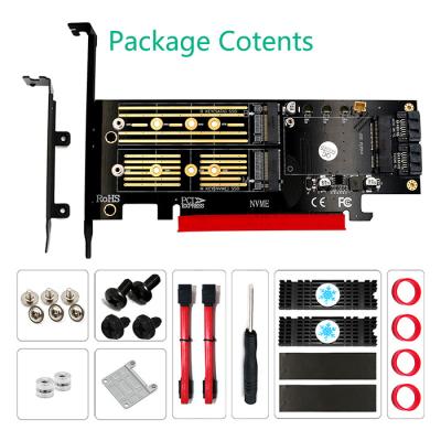 Cina 3 in 1 SSD di M.2 e di Msata NGFF NVME SATA all'adattatore 4X e SATA3 di PCI-E con il dissipatore di calore in vendita