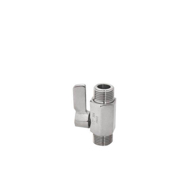 304 Stainless Steel Handle Mini Ball Valve with Double External Thread