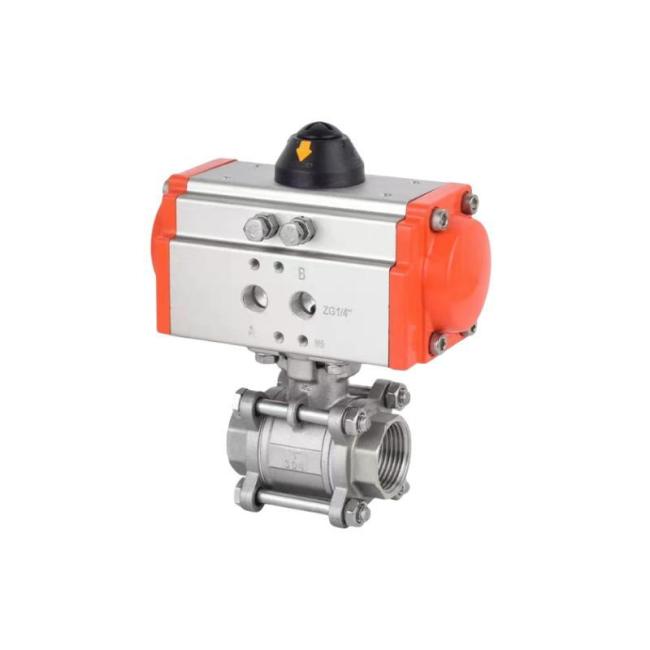 DN50 Pn16 CF8m 1000wog 3PC Pneumatic Actuators Float Ball Valve