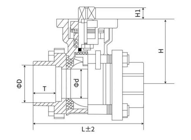 DN50 Pn16 CF8m 1000wog 3PC Pneumatic Actuators Float Ball Valve