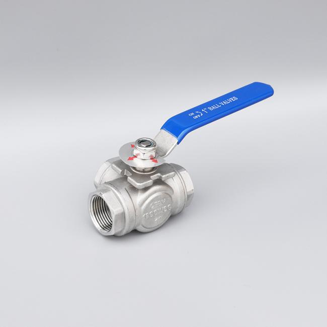 Stainless Steel CF8/CF8m Thread End L/T Port Three Way Ball Valve