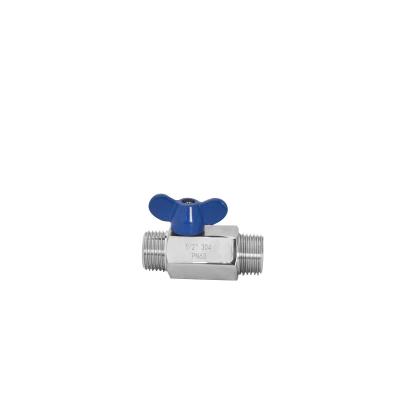 中国 ステンレス ミニボールバルブ NPT 男性X 男性スレッド バタフライハンドル マニュアル運転モード 販売のため
