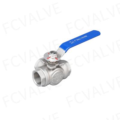 Cina Valvola a sfera in acciaio inossidabile a filo femminile a 3 vie 1000wog Tipo Tee Temperatura normale in vendita