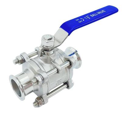 中国 ストレート・トゥータイプ DN15-DN100 304 ステンレス・スティール 3PC クランプ・ボール・バルブ 販売のため