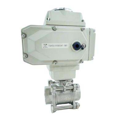 中国 スタッドレスタイヤ 1000wog SS304/316 CF8 自動電気アクチュエータ付き3点型スレッドボールバルブ 販売のため