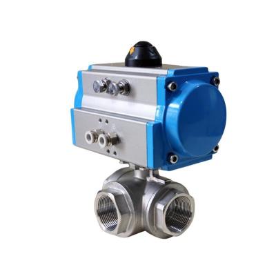 Cina Valvola a sfera di tipo Y per l'acqua per uso industriale SS304 a filo interno pneumatico a tre vie in vendita