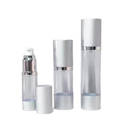 China 15ml 30ml 50ml Plastic Airless Lotion Bottle Electroplate Gold Silver Cosmetic Vacuum Container Empty Lotion Cream Vial for sale