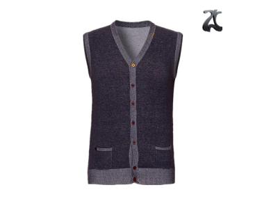 Cina Gli uomini del cotone tricottano la maglia delicatamente senza maniche, Jersey del maglione tricottano il maglione Buttondown del collo a V in vendita