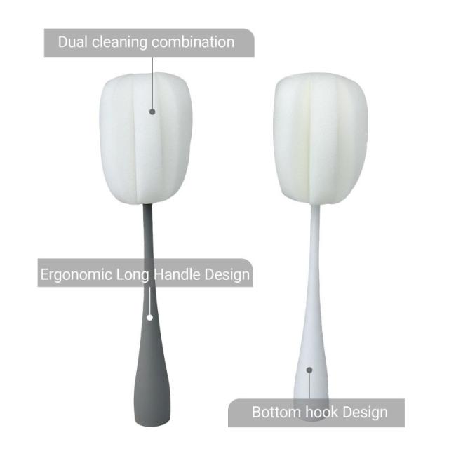 Long Handle Sponge Bottle Brush showing soft sponge head and long handle design