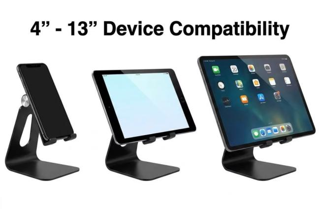 Adjustable dashboard desk phone holder stand in use