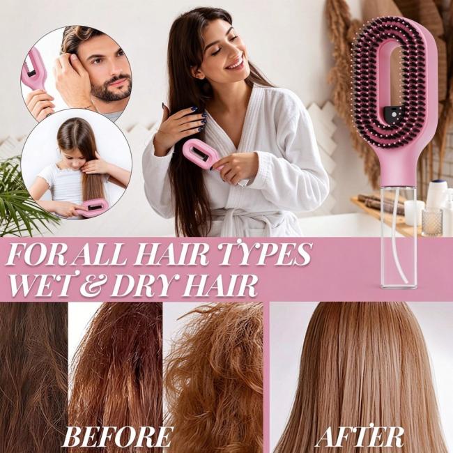 2-in-1 Hair Brush with Spray Bottle - Close Up