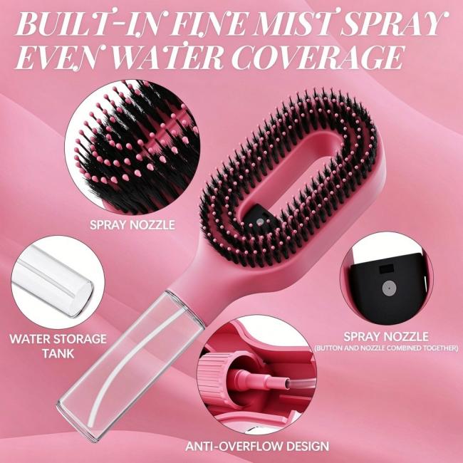 2-in-1 Hair Brush with Spray Bottle - Side View