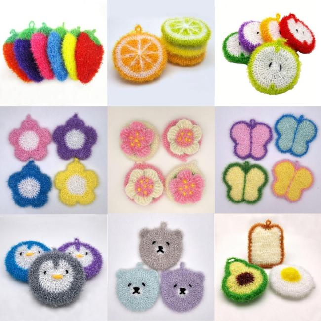 Hand crochet watermelon sponge scrubber product view