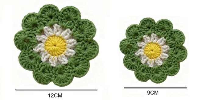 Multiple sunflower coasters arranged in decorative setting