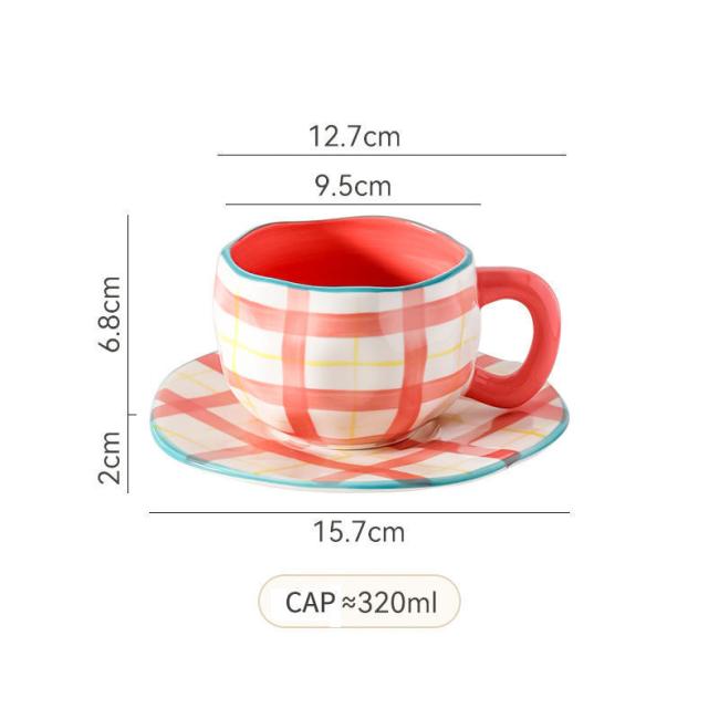 Ceramic cup and saucer set ideal for couple gift packaging