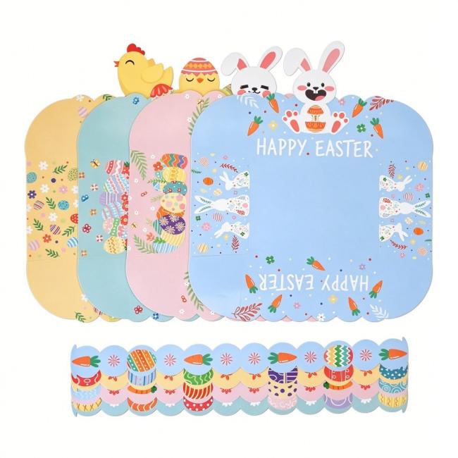 Assembled paper Easter basket filled with candies and small treats