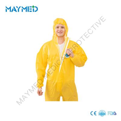 China Macacão médico descartável amarelo PP CPE tipo 3B 4B 5B 6B EN14605 EN14126 à venda