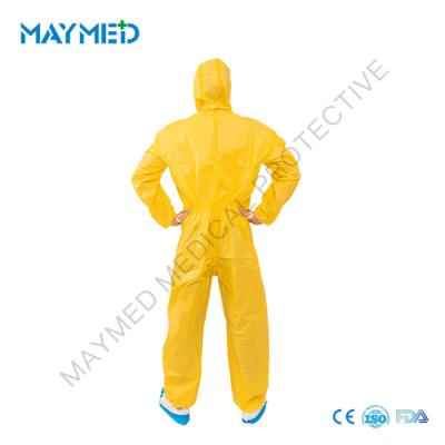China 82gsm Amarelo Tipo 3 Macacão Médico Descartável Biológico EN1149 ISO13485 à venda