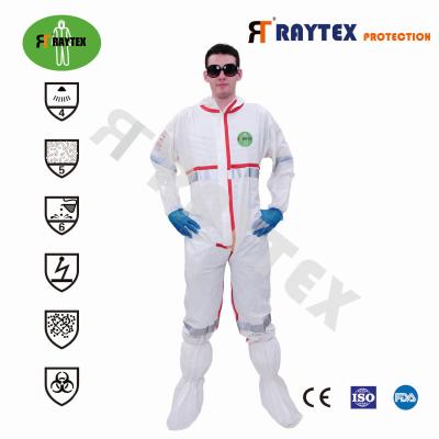 China Tipo 4 do ISO 13485 fato-macaco protetor EN14126 do trabalho descartável do PPE 5 6 à venda