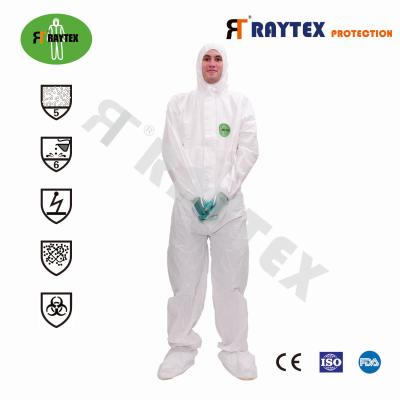 China O tipo macacão branco microporous descartável do EN 14126 de 5B/6B selou 50-65 gravado G/M à venda