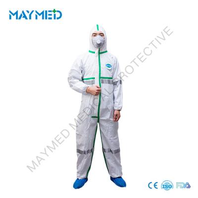 China Macacão Descartável Microporoso Tipo 4 5 6 com Faixa Refletiva EN1149 à venda