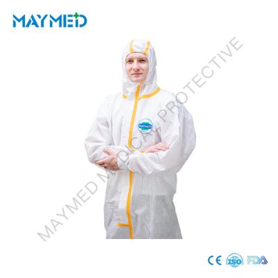 China Tipo 4 do ISO 13485 fato-macaco protetor do trabalho descartável do PPE 5 6 com emenda selada à venda