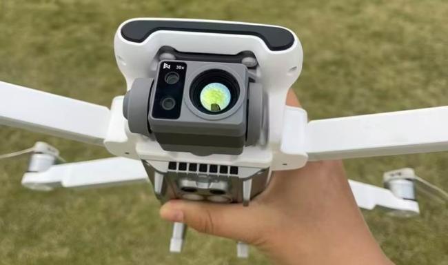 FOVA X8 Thermal UAV drone in flight with camera systems visible