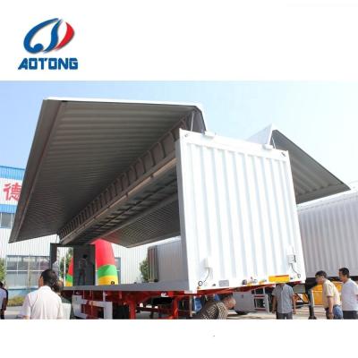 3 Axles Box Cargo Truck Wing Van Opening Semi Trailer with 500mm Hight and FUWA