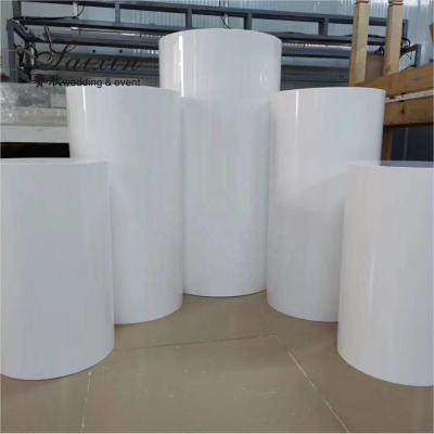 중국 Factory wholesale square gold side white  acrylic pedestal columns for wedding event 판매용