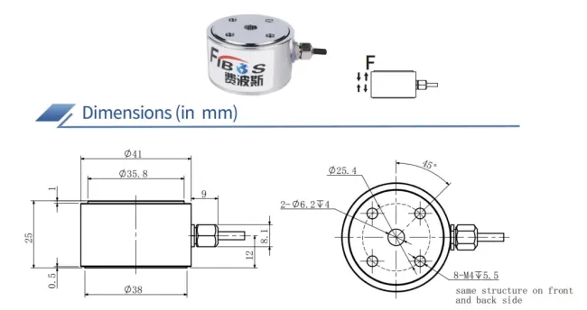0.1-20kn Tensile-Compressive Force Sensor High Precision Sensor Stainless Steel