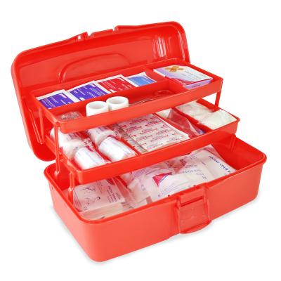 China Jogo médico pequeno do que responde de Kit Container Red Vehicle Emergency dos primeiros socorros do plástico 3 camadas à venda