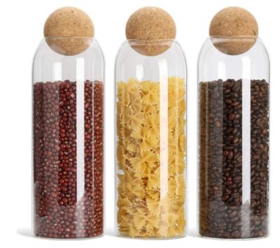 Cina Scatole metalliche del vetro trasparente di Cork Stopper 42oz della guarnizione con Cork Lid ermetico in vendita