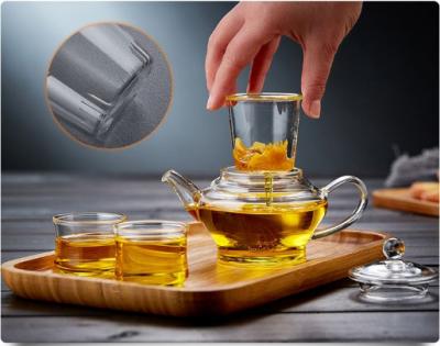 China Conjunto de bules de vidro borossilicato alto 1400 ml 100 ml * 6 copos de parede dupla à venda