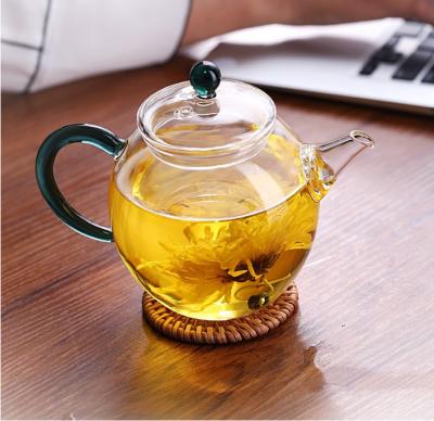 China Novolink OEM 400ML 260ML Chaleira De Vidro Borosilicato Com Alça Verde Jade à venda
