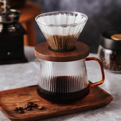China 350ml 500ml vidro alto borosilicato derramar sobre a cafeteira padrão tiras resistentes ao calor à venda