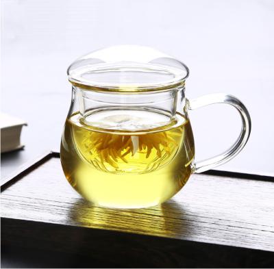Cina Teiera in vetro borosilicato alto da 360 ml con manico rimovibile, infusore per tè in foglie sfuse in vendita