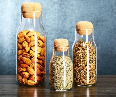 Cina Le scatole metalliche termoresistenti del vetro trasparente del borosilicato stonano con Cork Lid in vendita