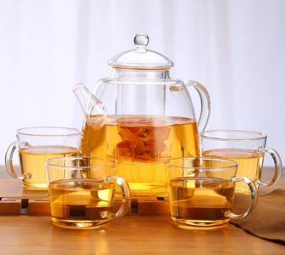 Cina La macchinetta del caffè del tè del vetro borosilicato ha messo 1000ml le tazze della teiera 4x200ml in vendita