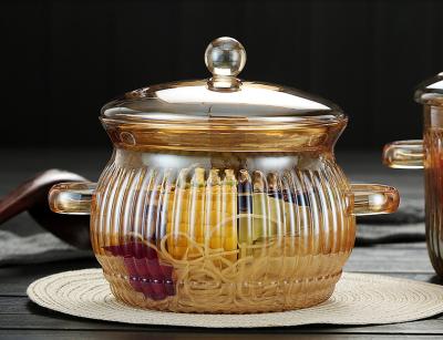 中国 ふたおよび二重ハンドルが付いている鍋を調理する2Lカボチャ パターン明確なガラス 販売のため