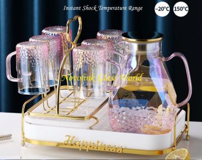 Cina La tazza di vetro dell'insieme 300ml dei lanciatori 1600ML ha placcato il colore di rosa di pendenza in vendita