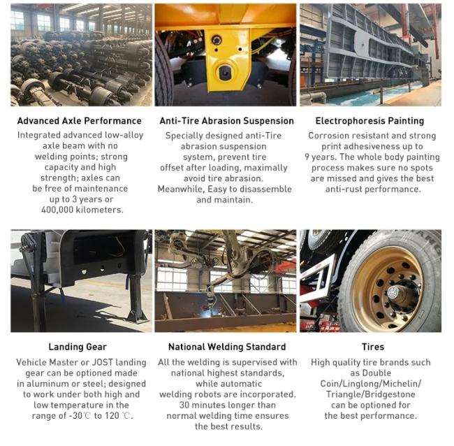 3/4/5axles Lowbed Lowboy Loader Flatbed Low Bed Gooseneck Flat Deck Ramp Hydraulic Ladder Construction Machinery Extendable Semi Tuck Trailer