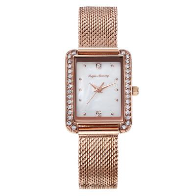 Cina Cristallo di rocca quadrato Rose Gold Waterproof dell'OEM degli ss Mesh Strap Ladies Quartz Watch in vendita