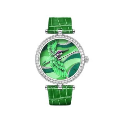 Cina Signore verdi della cinghia di cuoio di acciaio inossidabile dell'orologio 36mm del quadrante 3D in vendita