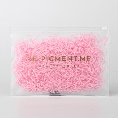 Cina EVA Plastic Packaging Bag Gold glassata sventa le marche di Logo Ziplock For Beauty Makeup in vendita